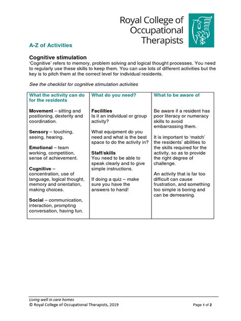 Cognitive Stimulation Pdf