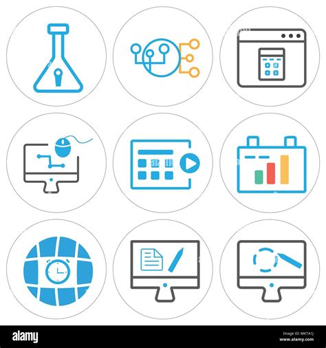 Set Of 9 Simple Editable Icons Such As Graphic Tablet Monitor