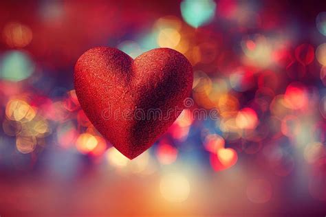 A Red Heart Hanging From A String In Front Of A Blurry Background Of