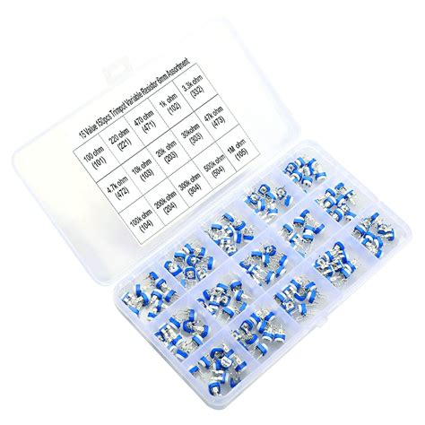 150 Pcs 15 Value 100 Ohm 1m Ohm Trimpot Variable Rees52