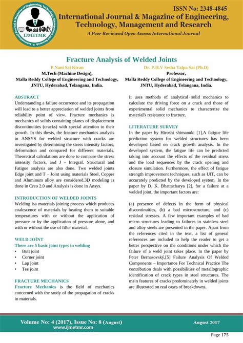 Pdf Fracture Analysis Of Welded Joints Ijmetmr · Fracture Analysis