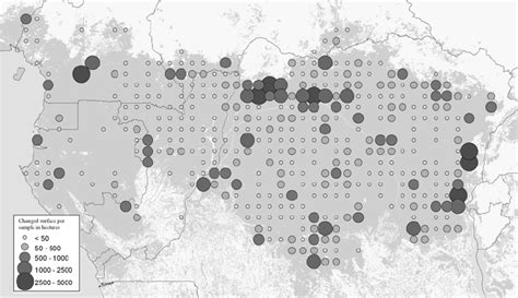 spatial distribution of gross deforestation that occurred between 1990