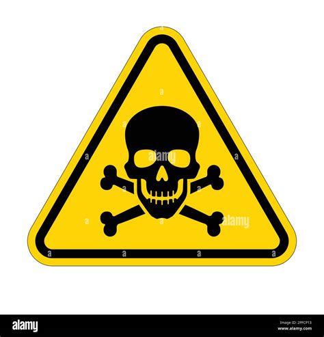 Classic Poison Skull And Crossbones In Yellow Warning Danger Triangle Symbol Silhouette Isolated