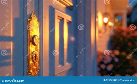 Golden Key Unlocking A Door At Sunset Generative Ai Stock Illustration