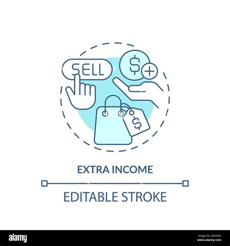 2d Blue Thin Linear Icon Extra Income Concept Stock Vector Image And Art
