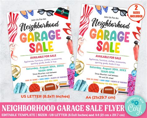 Diy Garage Sale Flyer Template Neighborhood Yard Sale Event Flyer