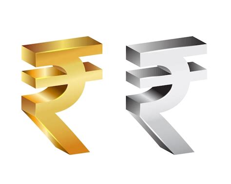 Premium Vector 3d Rupee Symbol In Golden And Grey Shades