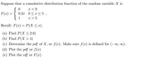 Solved Suppose That A Cumulative Distribution Function Of Chegg Com