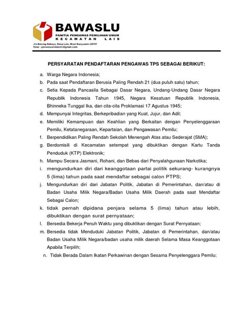 Formulir Pendaftaran Pengawas Tps Pdf Formulir Pendaftaran Pengawas Tps Pdf