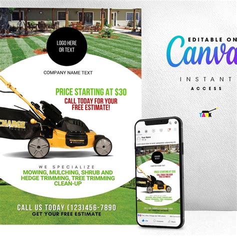 Grass Cutting Flyer Etsy
