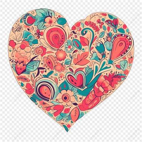 다채로운 모양과 꽃 만화와 흰색 배경에 하트 클립 아트 하트를 사랑 벡터 Png 일러스트 무료 다운로드 Lovepik