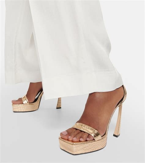 Victoria Beckham Metallic Leather Platform Sandals Victoria Beckham