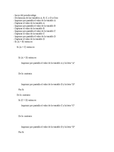 Inicio Del Pseudocodigo Pdf