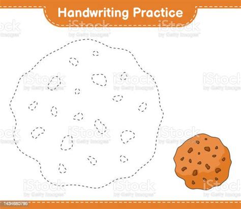 필기 연습 쿠키의 추적 라인 교육 어린이 게임 인쇄 가능한 워크 시트 벡터 일러스트 레이 션 0명에 대한 스톡 벡터 아트 및