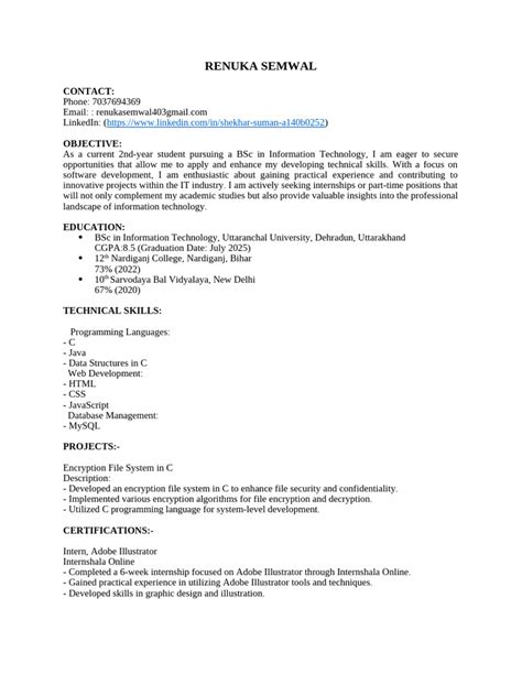 Renuka Semwal Contact Pdf