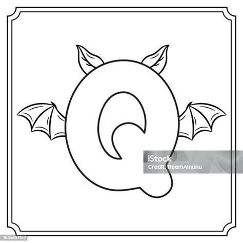 할로윈 영어 알파벳 문자 Q 귀여운 박쥐 테마 스케치 색칠 공부에 대한 스톡 벡터 아트 및 기타 이미지 공부 공포 무서움