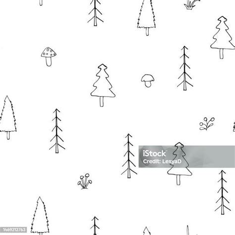우드랜드 매끄러운 패턴 숲 배경 귀여운 만화 나무와 식물 벡터 일러스트 레이 션 0명에 대한 스톡 벡터 아트 및 기타 이미지 0명 귀여운 꽃 식물 Istock