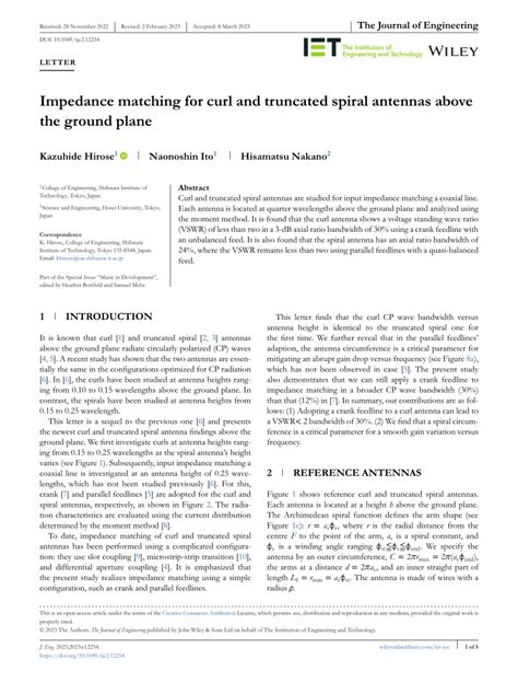 Pdf Impedance Matching For Curl And Truncated Spiral Antennas Above