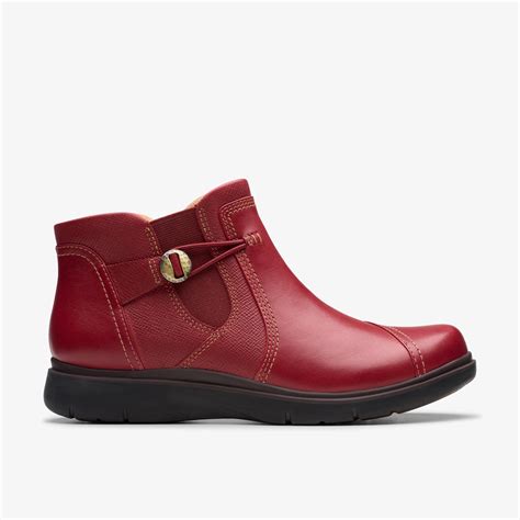 Womens Certina Joy Red Leather Ankle Boots Clarks Ca