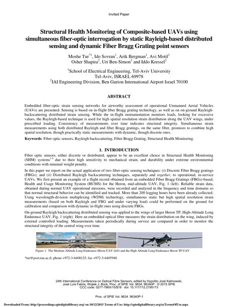 Pdf Structural Health Monitoring Of Composite Based Uavs Using Simultaneous Fiber Optic