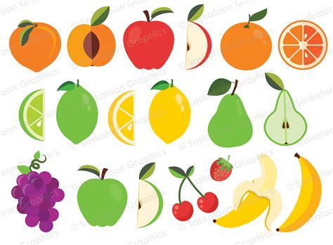 Fresh Fruit Clip Art Set Instant Download File Digital Graphics