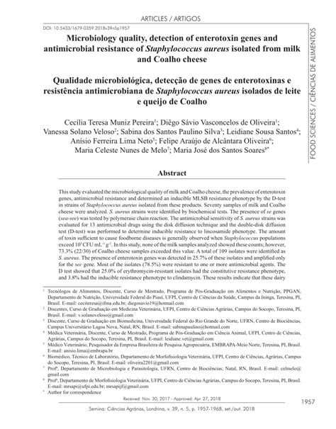 Pdf Microbiology Quality Detection Of Enterotoxin Genes And