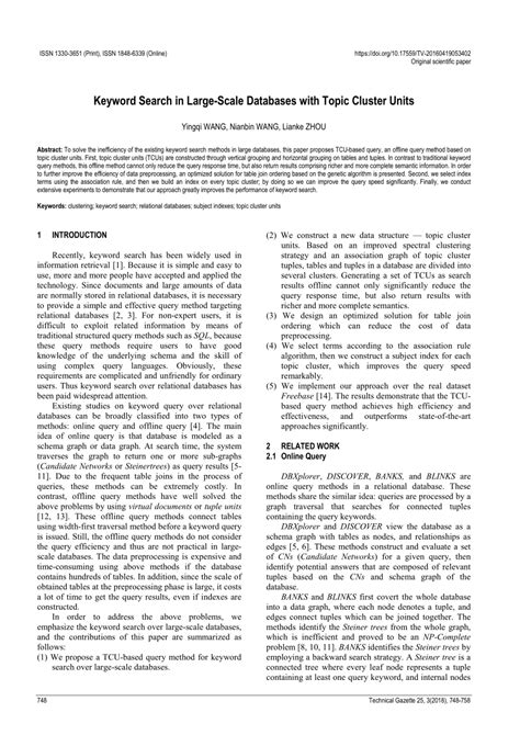 Pdf Keyword Search In Large Scale Databases With Topic Cluster Units