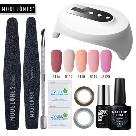 Modelones 12 шт лот 36 Вт Светодиодная лампа для дизайна ногтей Наборы для маникюра 5 цветов