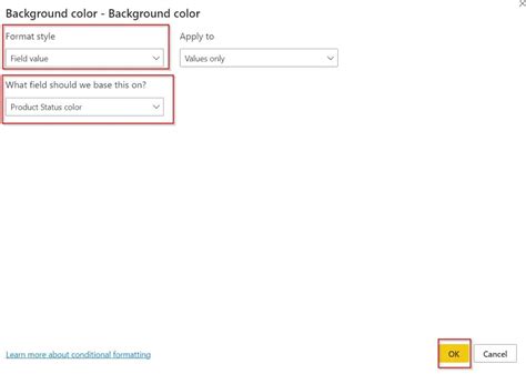 power bi conditional formatting based on text