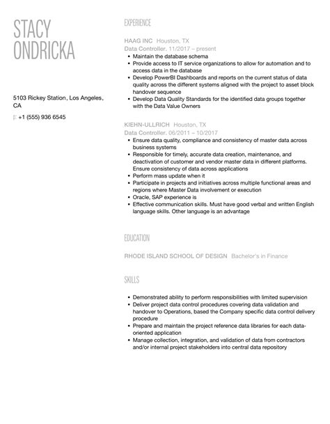 Data Controller Resume Samples Velvet Jobs