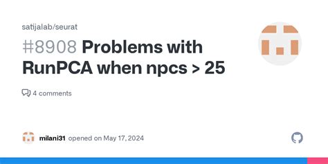 Problems With Runpca When Npcs 25 · Issue 8908 · Satijalabseurat · Github