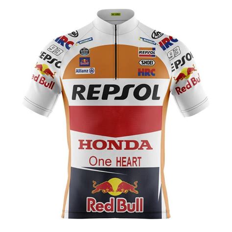 Full Zip Repsol Honda Red Bull Cycling Jersey Top Short Sleeve Sports
