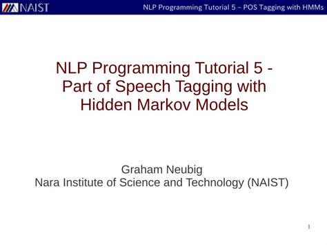 Pdf Nlp Programming Tutorial 5 Part Of Speech Tagging With Hidden