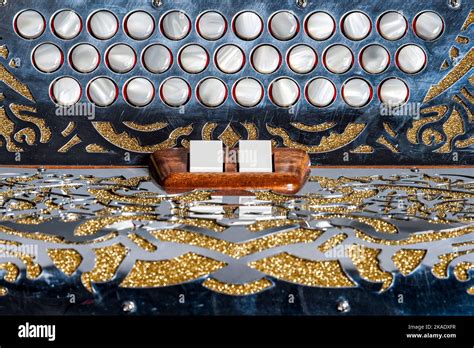 Irish Row Button Accordion With Filigree Metal Work Stock Photo Alamy