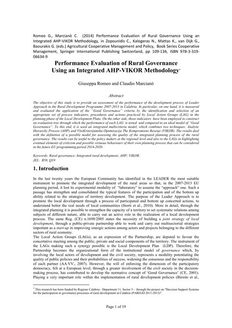 Pdf Performance Evaluation Of Rural Governance Using An Integrated