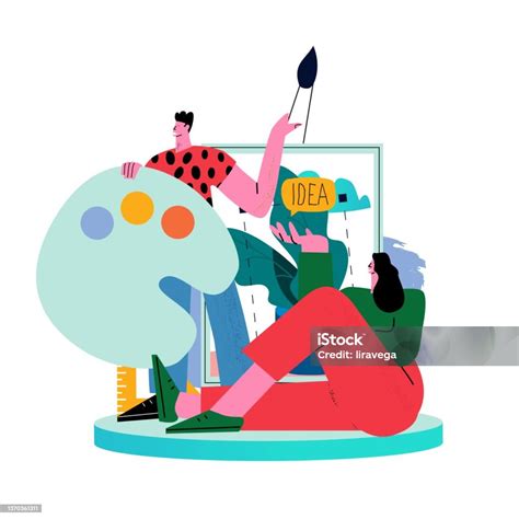 디자인 스튜디오 디자인 그래픽 디자인 드로잉 미술 창조적 인 아이디어 교육 플랫 벡터 일러스트레이션 모바일 및 웹 그래픽을 위한