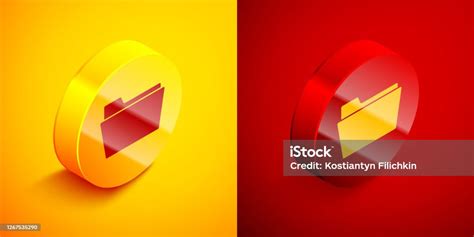 주황색과 빨간색 배경에 격리된 등색 문서 폴더 아이콘입니다 회계 바인더 기호입니다 부기 관리 서클 버튼입니다 벡터 일러스트레이션 3차원 형태에 대한 스톡 벡터 아트 및 기타