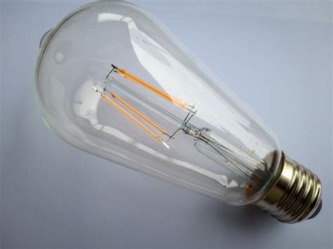 Close Up Of Antique LED Lamp Vintage Filament With White Background Stock Photo Image Of