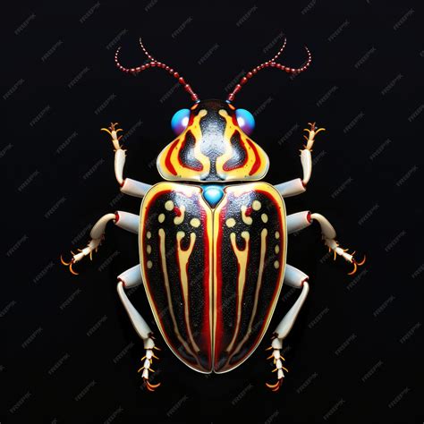 Premium Ai Image Striped Beetle On A Black Background