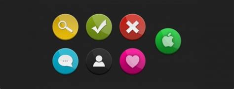 7 Round Glossy Web Ui Buttons Set Psd Free Vector Download Freeimages