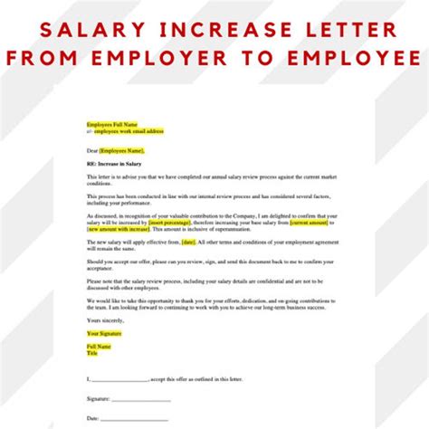 Increase In Salary Letter Template From Employer To Employee Word