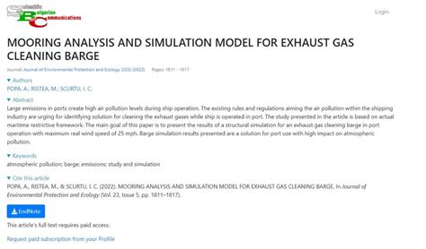 Pdf Mooring Analysis And Simulation Model For Exhaust Gas Cleaning Barge