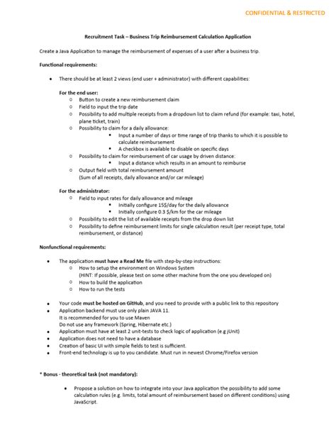 recruitment task reimbursement calculation application 2023 pdf