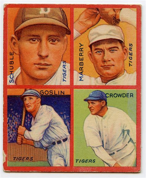 Lot Vintage Baseball Card 1935 Goudey 4 In 1