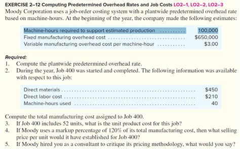 Solved Exercise 2 12 Computing Predetermined Overhead Rates