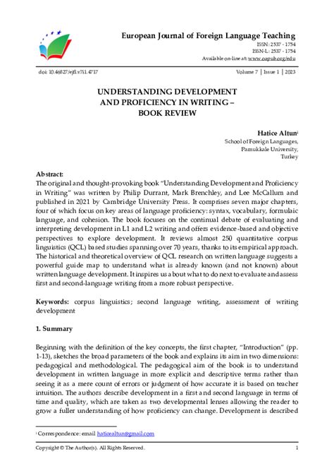 Pdf Understanding Development And Proficiency In Writing Book Review