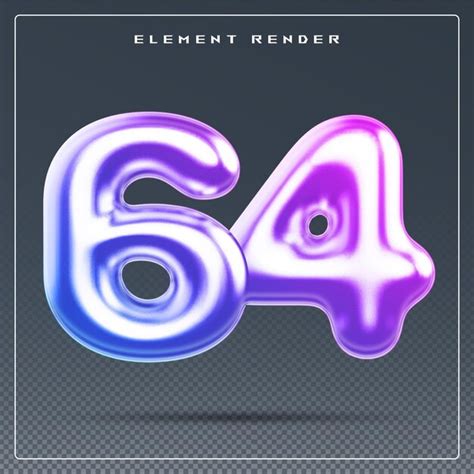 Premium Psd 64 Number Gradient 3d Render