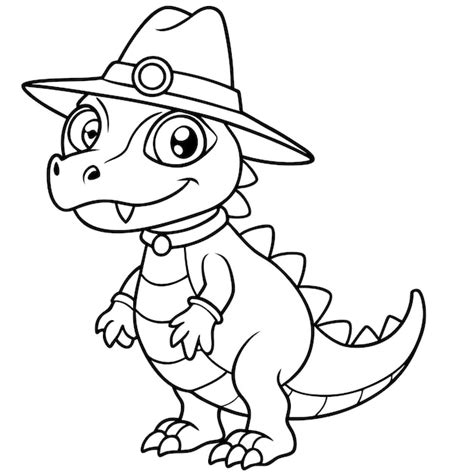 Cute Dinasour Line Art Vector Design Premium Ai Generated Vector