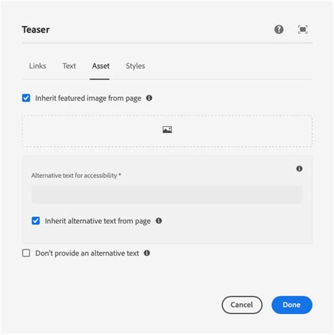 Teaser Component Adobe Experience Manager