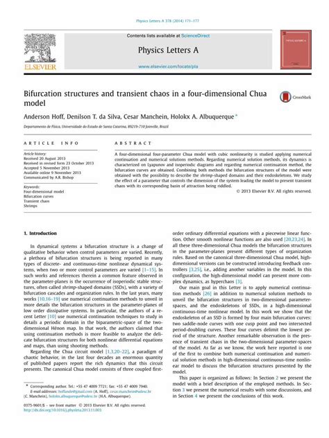 pdf bifurcation structures and transient chaos in a four dimensional
